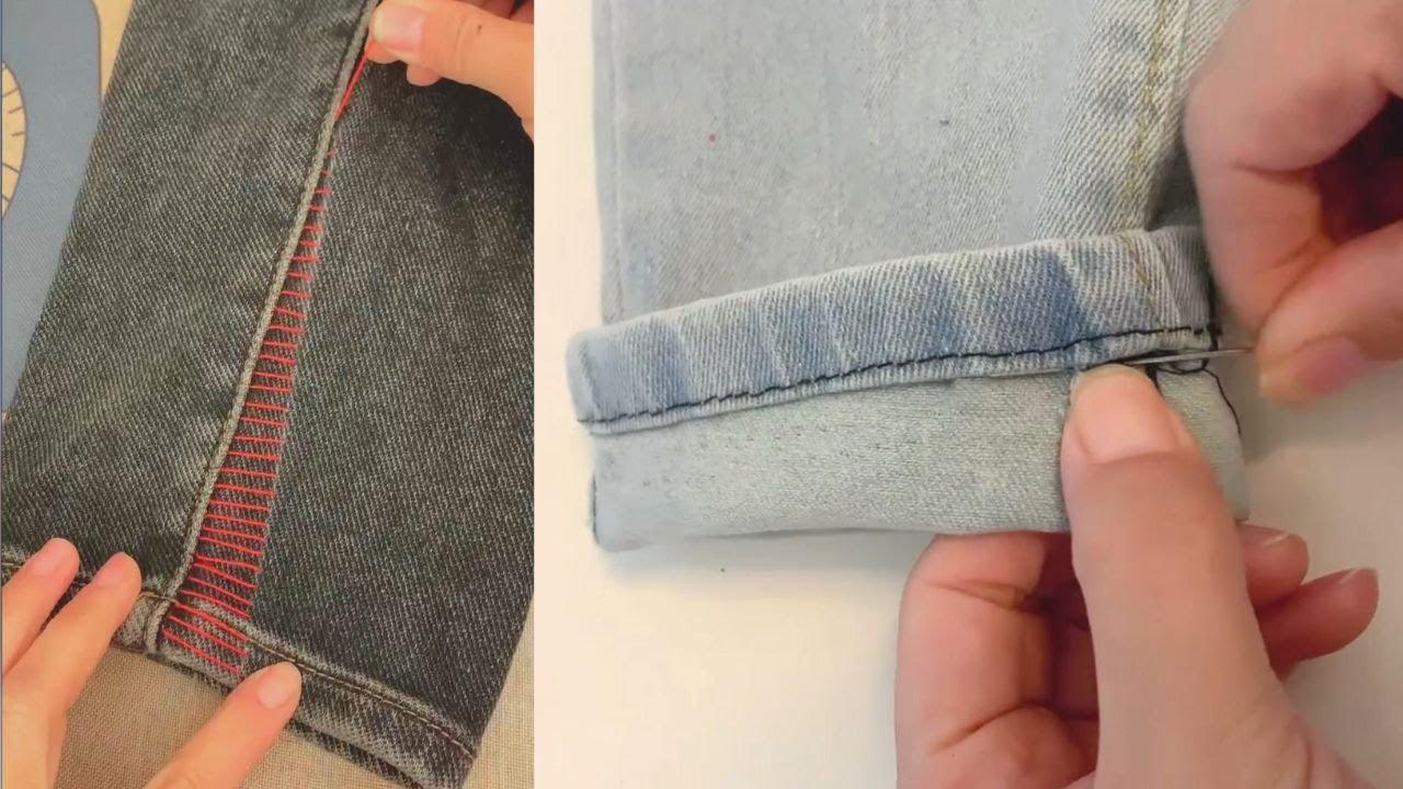 Try this sewing hack for hemming jeans| Jeans are too long at the hem ...