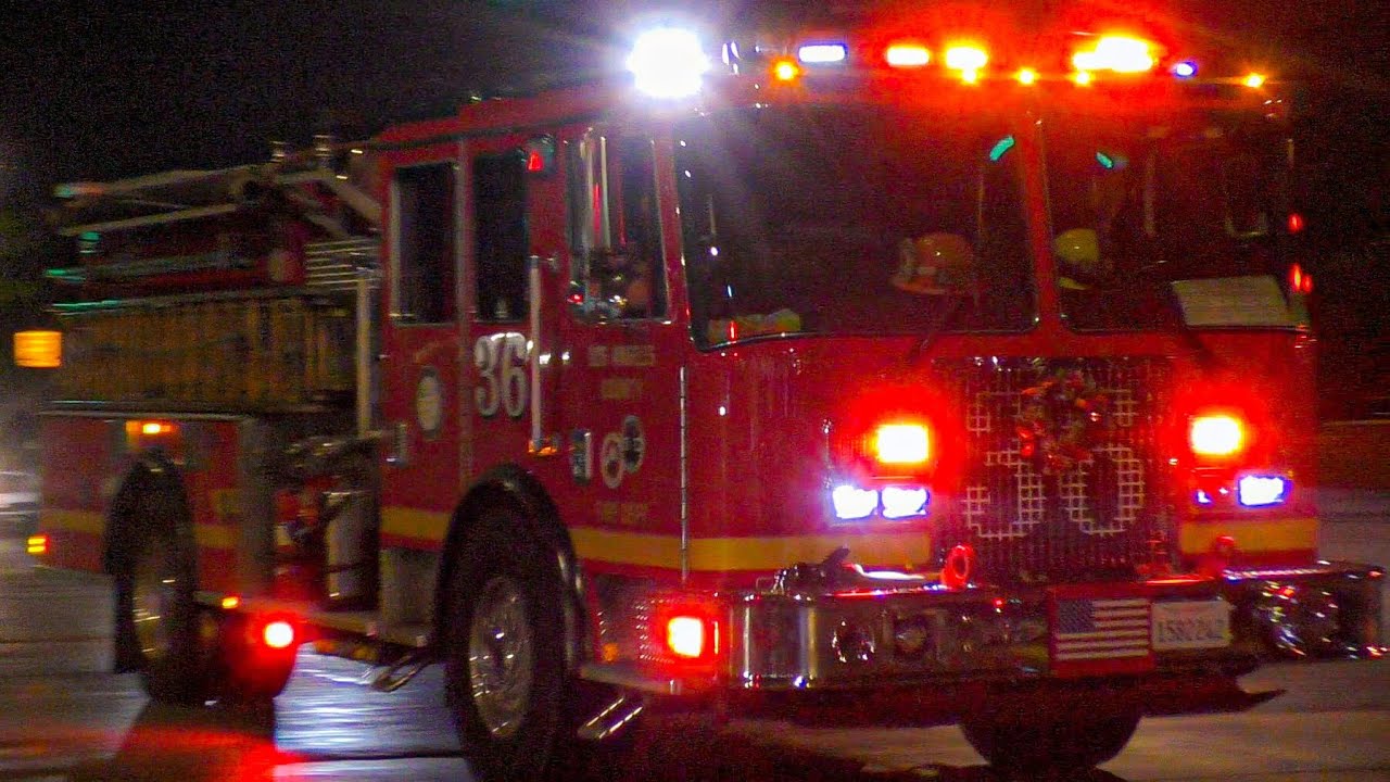 LACoFD Engine 236, Squad 36, & Engine 36 Responding - YouTube