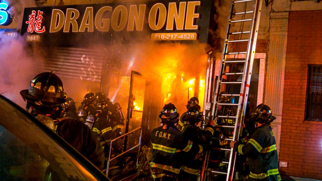 Firefighters TRAPPED in COLLAPSE w/ MAYDAY - HEAVY FIRE in Restaurant ...
