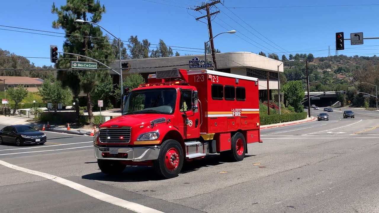 *2nd Alarm Vegetation Fire Response* LACo.FD Camp Crew 12-3 Responding ...