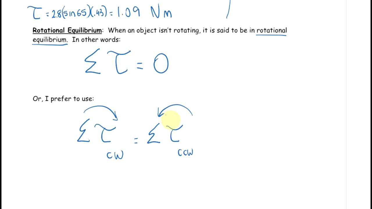 Physics 12 U10L2 Rotational Equilibrium - YouTube