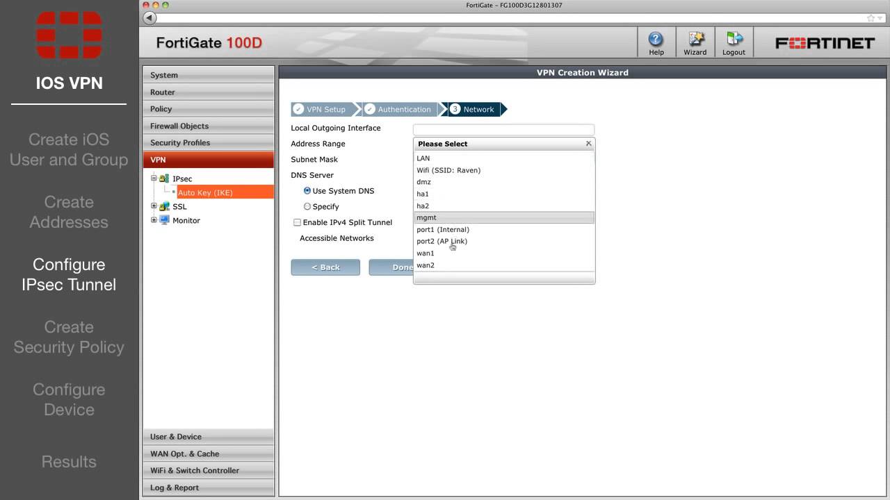 FortiGate Cookbook - IPsec VPN Remote Access for iOS (5.0) - YouTube