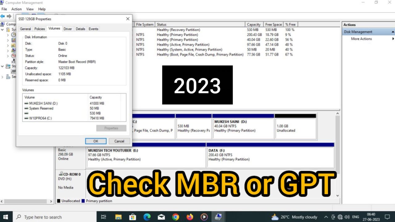 How to Check Our Hard Disk & System Is Support MBR or GPT By PC In 2023 ...
