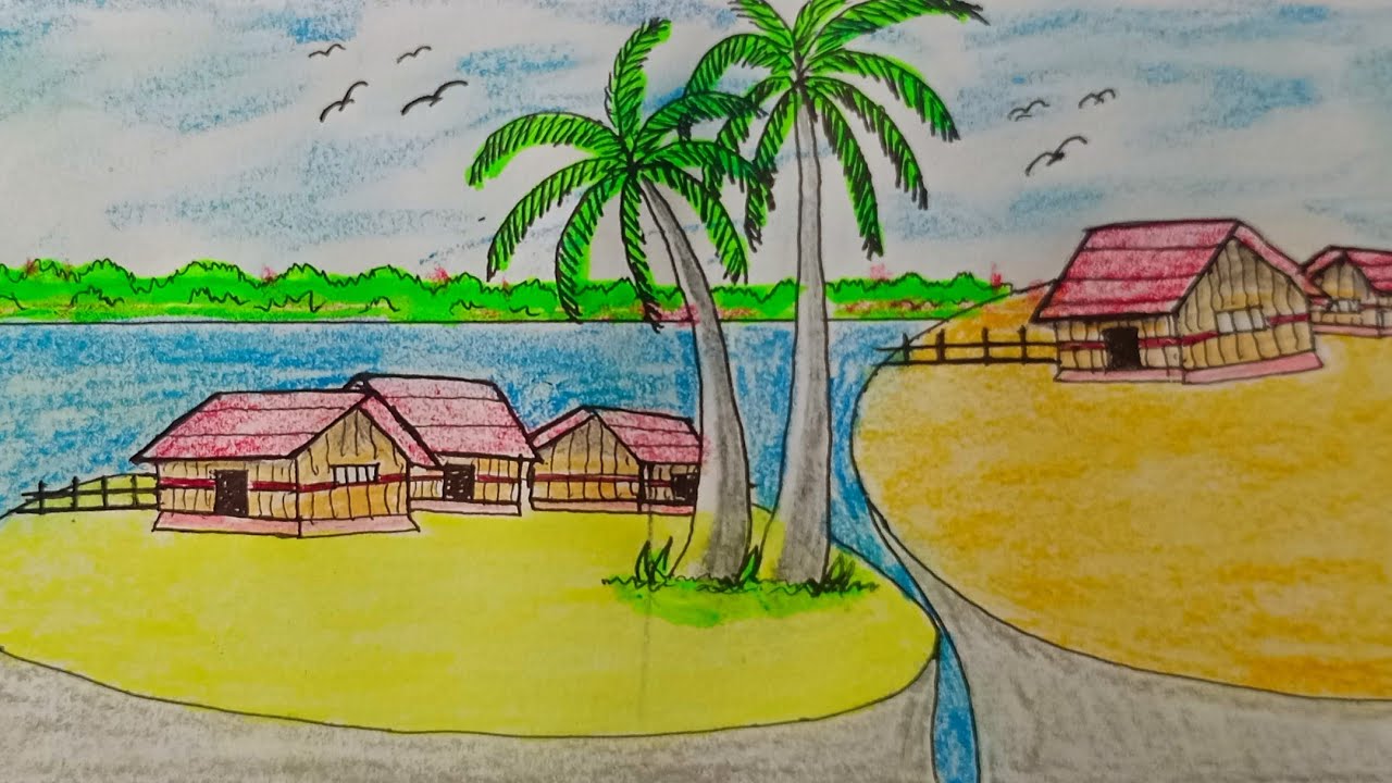 Draw some beautiful resorts | Draw a beautiful tourist destination ...