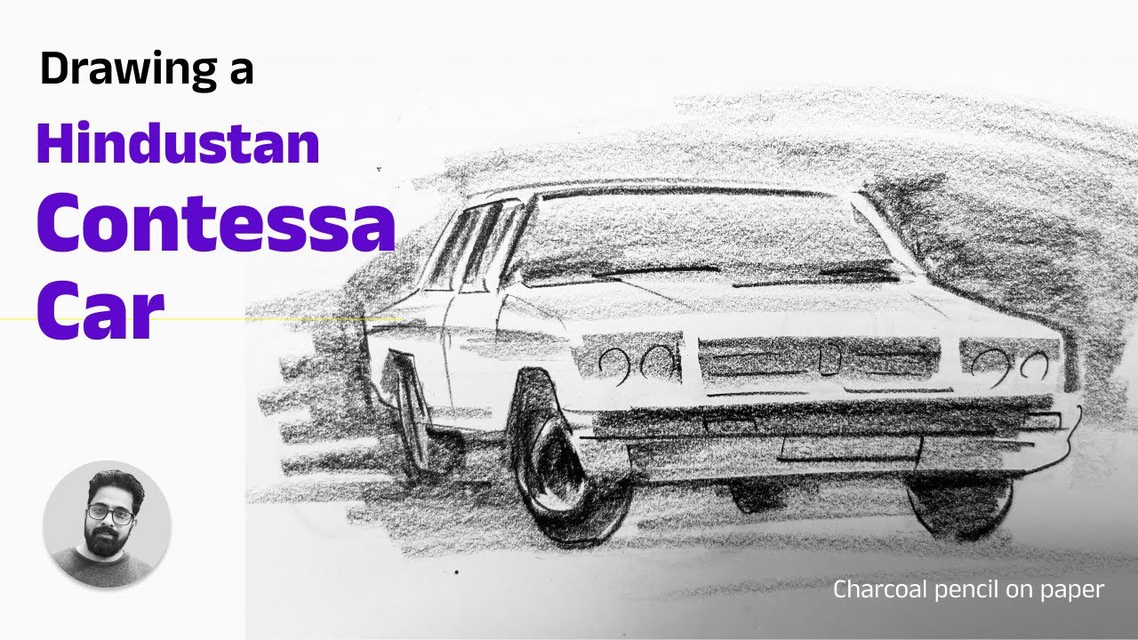Freehand sketch of a Hindustan Contessa Car | Charcoal on Paper - YouTube