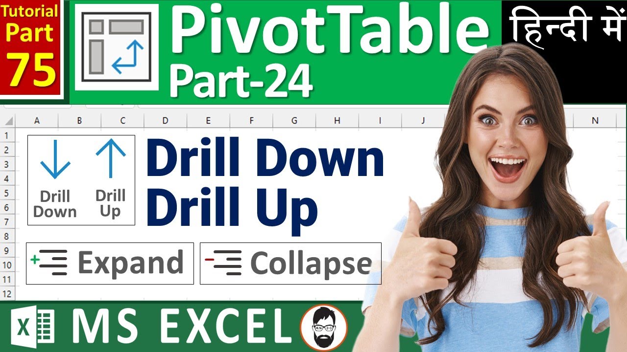 Ms Excel 75 Drill Up And Drill Down In Pivot Table Expand Collapse Hierarchy In Pivottable