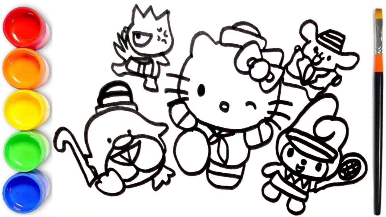 How to draw Hello Kitty and Friends | Hello Kitty Drawing | Hello Kitty ...