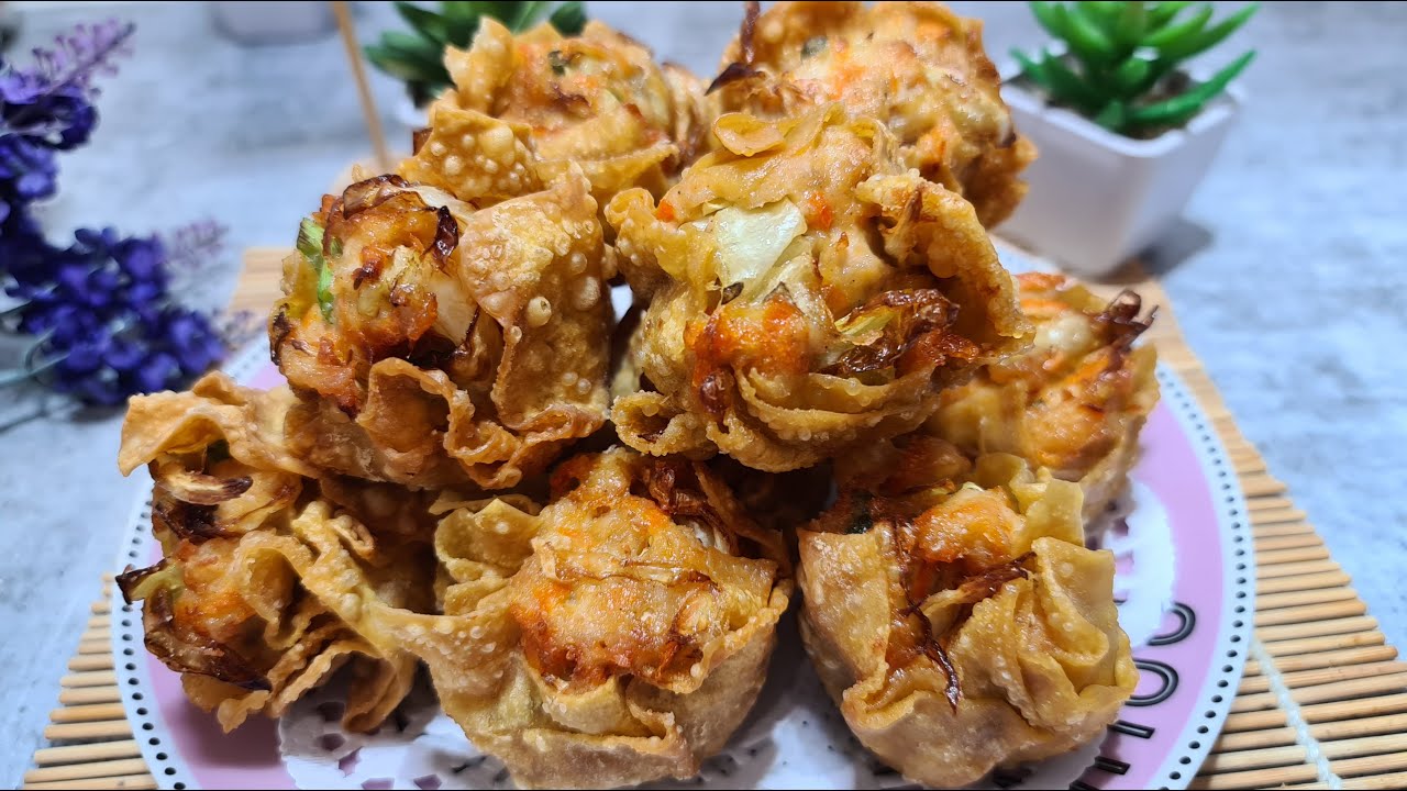 RESEP DIM SUM GORENG AYAM / PANGSIT GORENG AYAM RENYAH DAN GURIH - YouTube