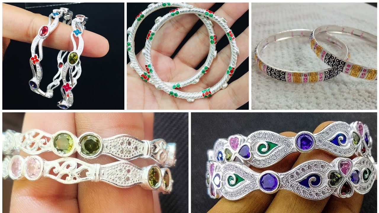 Silver bangles designs with price | Stone bangles designs 2021 - YouTube