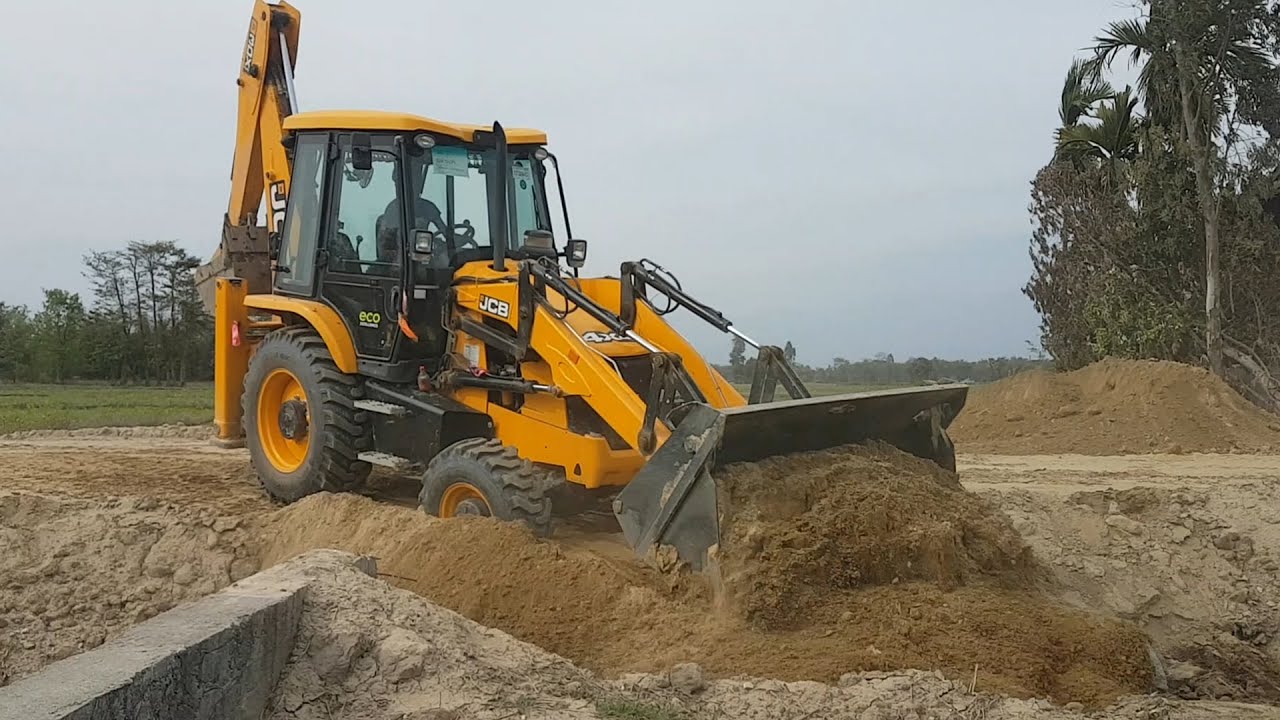 JCB Backhoe Machine Making Road Diversion To Repair Road - JCB Widening ...