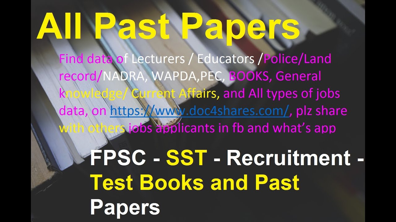FPSC SST Past Papers & Helping books Download free in pdf - YouTube