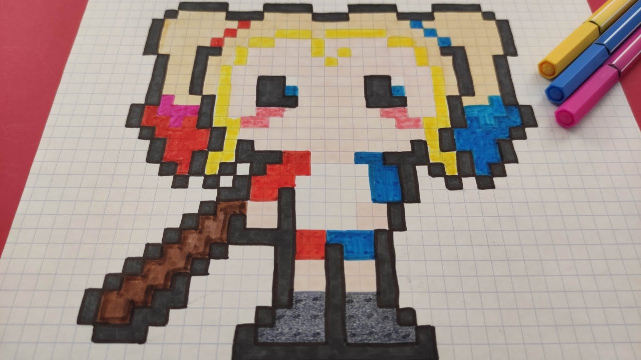 TUTO PIXEL ART - Comment dessiner Harley Quinn - YouTube