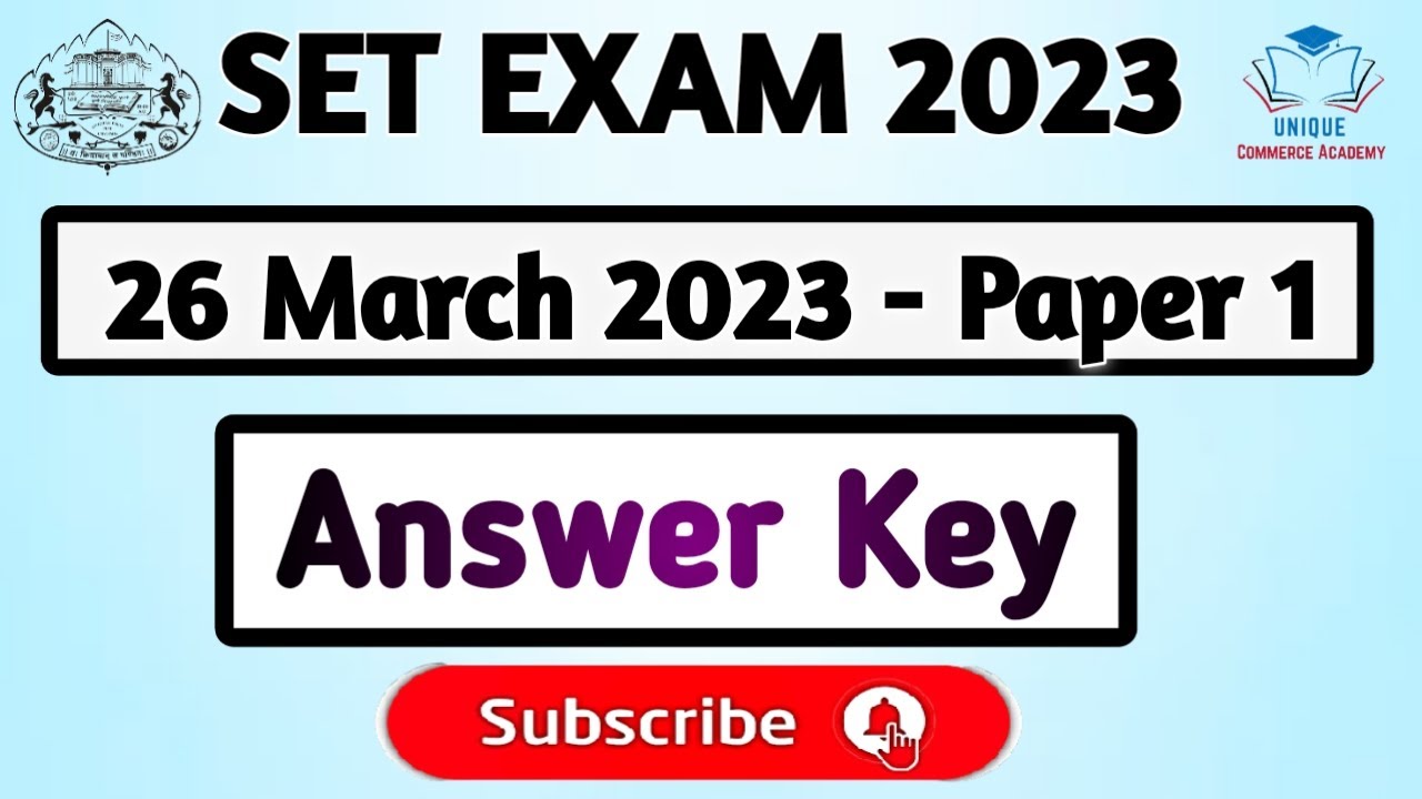 UGC SET | सेट परीक्षा | MH SET Exam 2023 | Answer Keys | Paper 1 ...