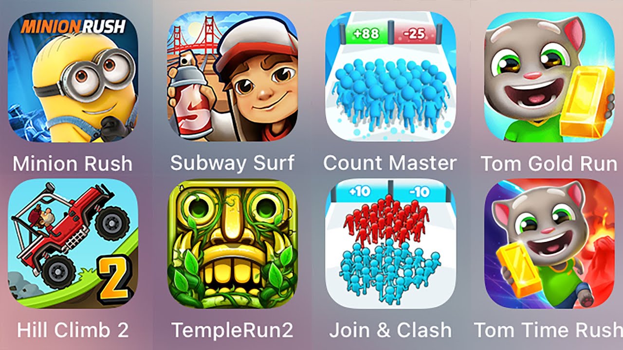 Count Master 3D,Tom Time Rush,Subway Surf,Minion Rush,Hide Ball ...