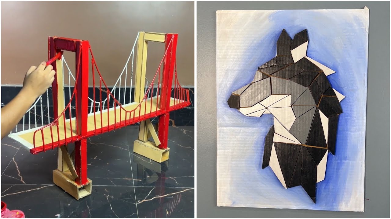 DIY Cardboard Golden Gate Bridge Model & Geometric Horse Wall Art ...