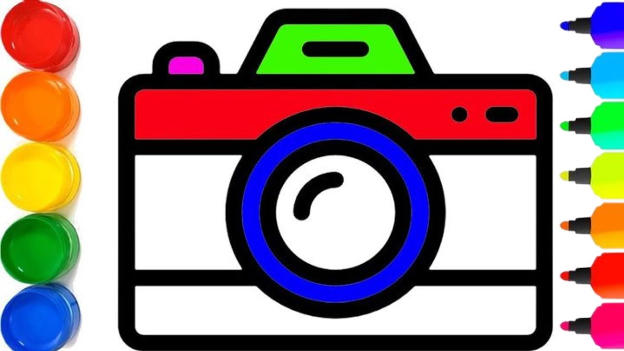 How to Draw a Cute Camera 📸 | Easy Step by Step Kids Drawing & Coloring ...