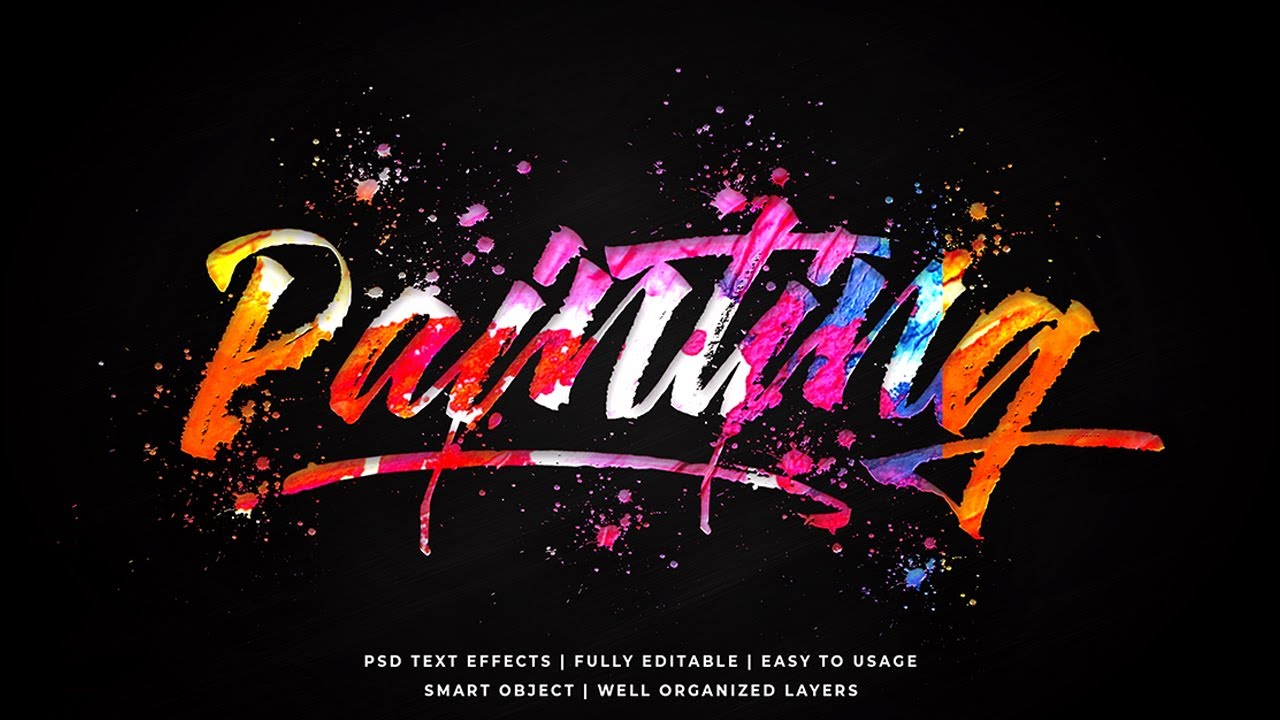 Digital Painting 3d Text Style Effect Template - YouTube