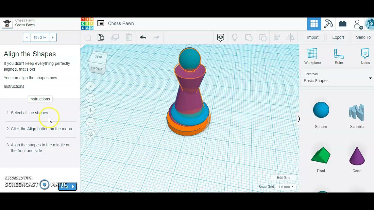 Tinkercad Chess Pawn Lesson - YouTube