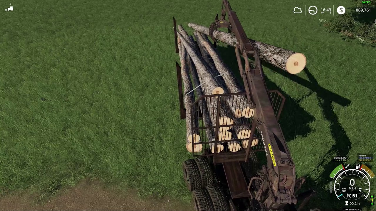 Farming Simulator 19 loading old truck 13m logs - YouTube