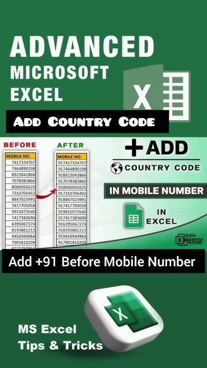Add +91 Before Mobile Number #exceltutorial #exceltricks #technology #exceltips #shortvideoviral ...