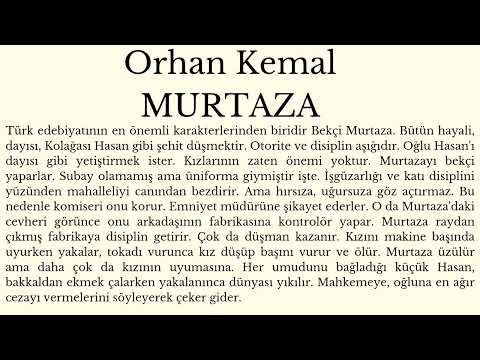 AYT EDEBİYAT Eser Özetleri | Orhan Kemal MURTAZA