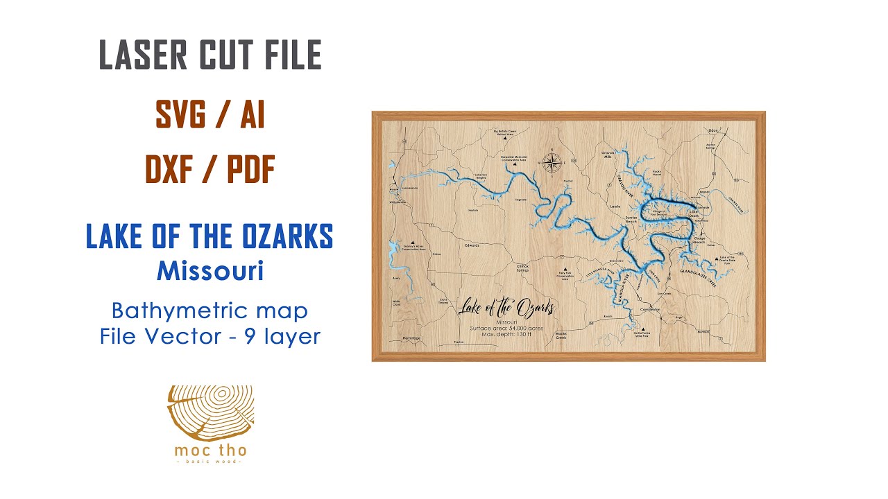 Digital file SVG - Lake of the Ozarks wooden map 3d nautical - YouTube