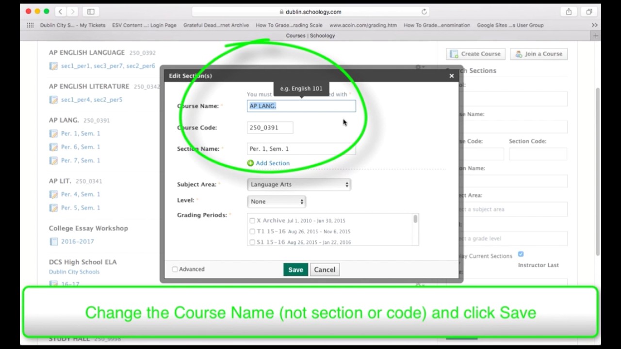 Schoology - Changing Course Names - YouTube