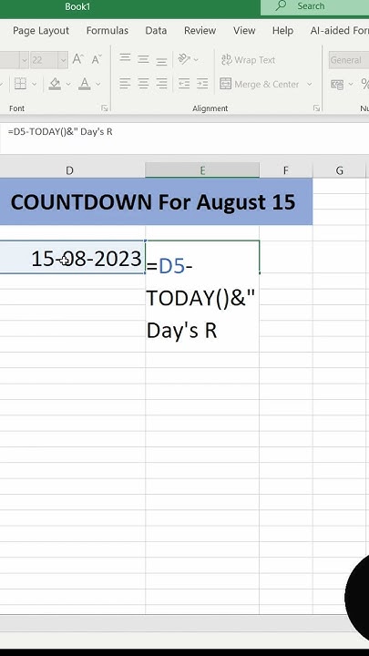 Useful Excel Trick Count Down Days Amazing Trick Shorts Exceltricks Exceltips Learnexcel