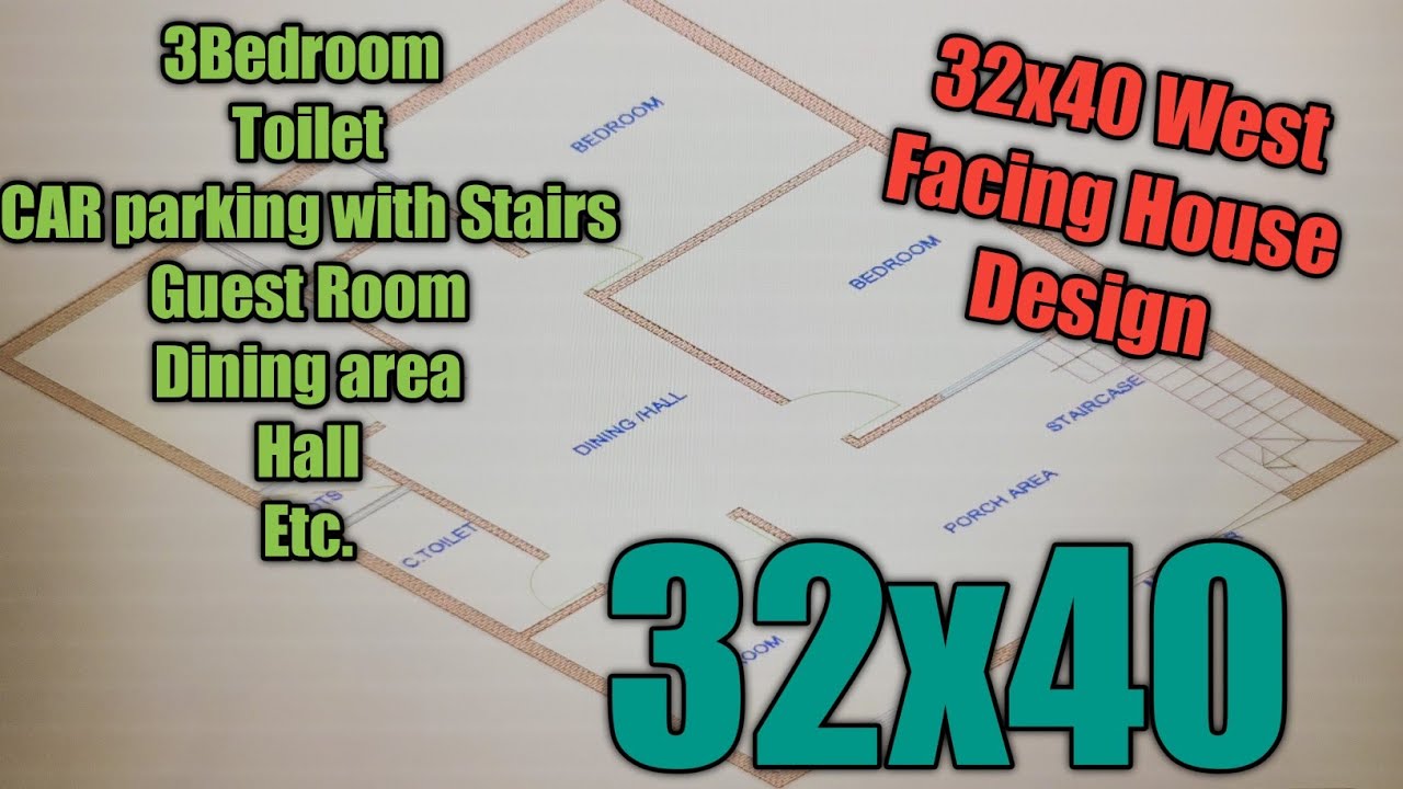 32x40 HOUSE PLAN || 3 BEDROOM HOUSE PLAN || 32'X40' MODERN HOUSE DESIGN ...