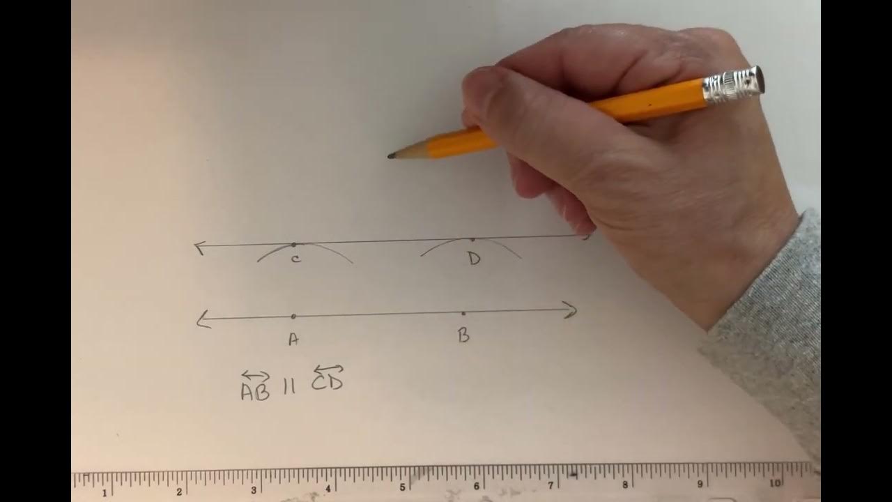Parallel lines construction (using a compass and ruler) - YouTube