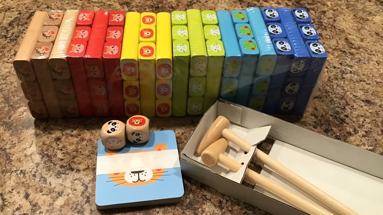 Tookyland Colored Wooden Block Animal Stacking Game Unboxing and Review ...