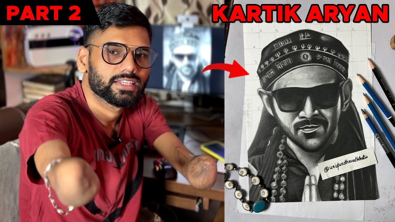 Kartik Aryan Drawing | PART 2 | Semi realistic drawing | Dhaval Khatri ...