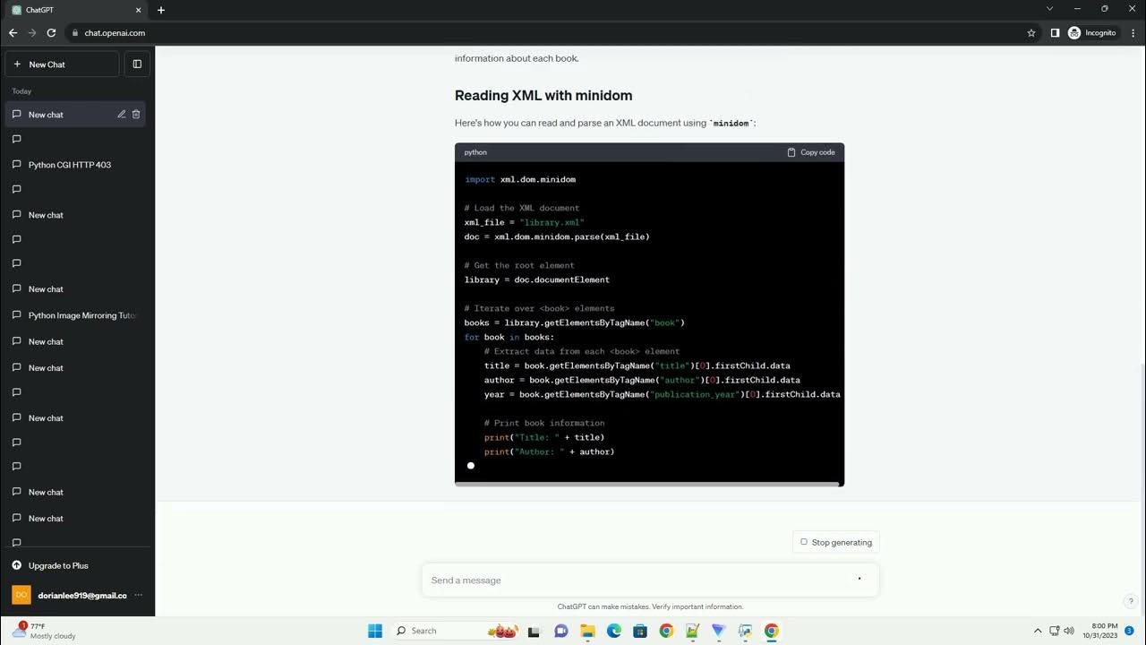 Reading XML using Python minidom and iterating over each node - YouTube