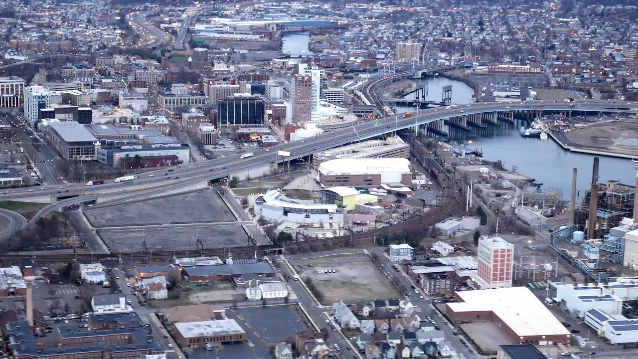 Aerial Establishing Shot of Bridgeport, CT - YouTube