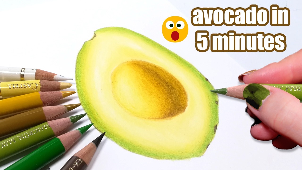 AVOCADO Art in 5 MINUTES with COLORED PENCILS - YouTube