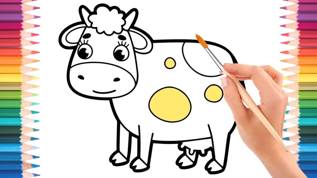 How to Coloring A COW step by step easy drawing for kids - YouTube