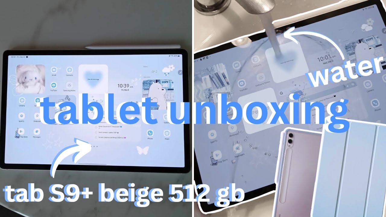 AESTHETIC TABLET UNBOXING | Samsung Tab S9+ 512GB Beige + Accessories ...