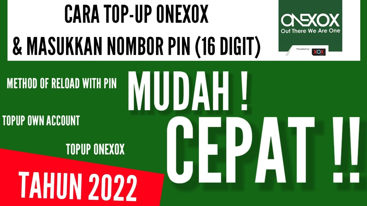 Cara Masukkan Code Pin 16 Digit Topup OneXox #2022 | 22 March 2022 ...