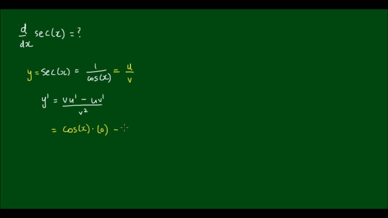 Derivative Of Sec x YouTube