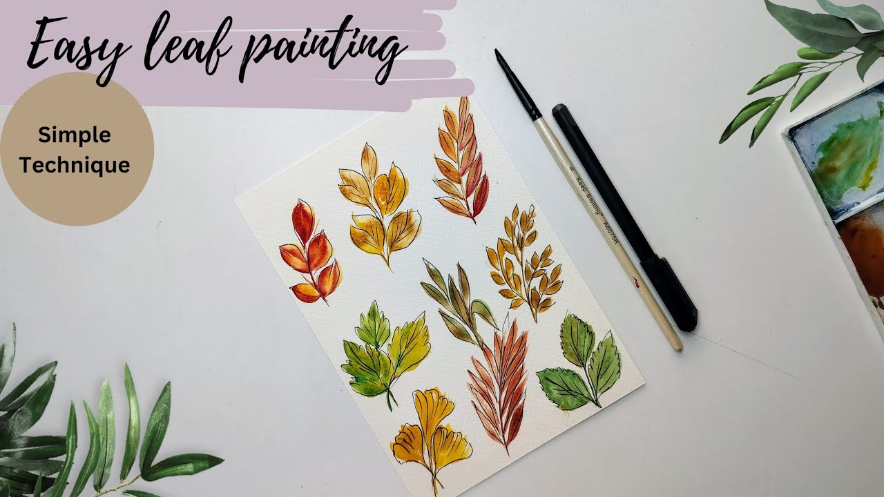 How to paint watercolor leaves. How to load two colors in One stroke ...