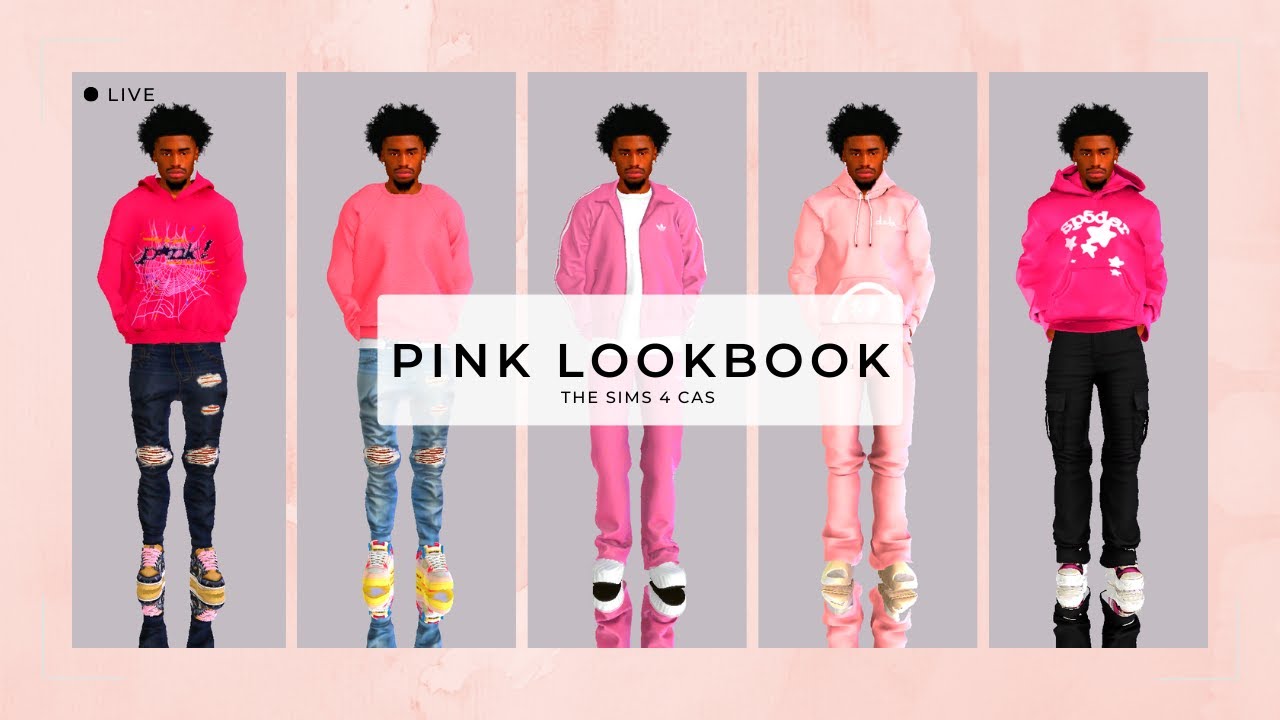 Alpha Male Pink Lookbook With ALL CC Links | The Sims 4 CAS - YouTube
