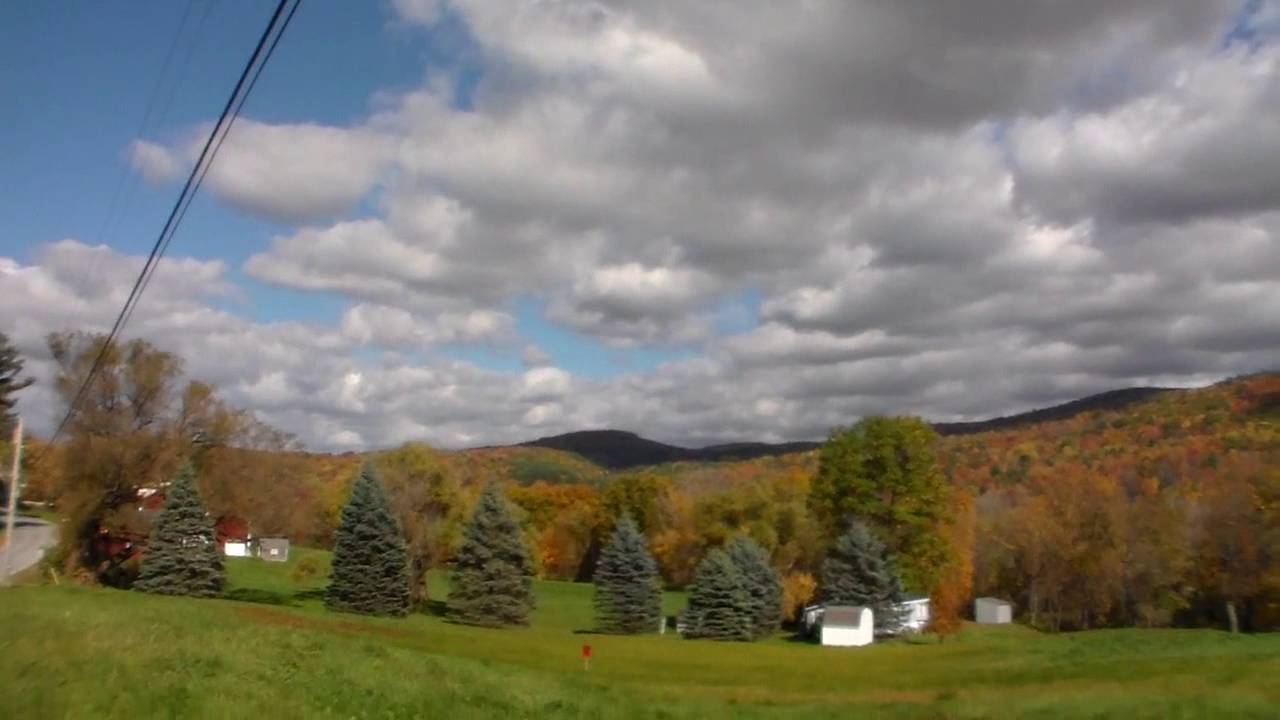 Copy of big puffy clouds and fall foliage and the mountains of Pownal ...