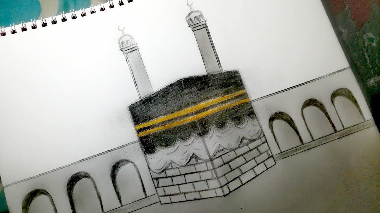 Kaaba drawing tutorial | Easy Kaaba pencil drawing | How to draw Kaaba ...