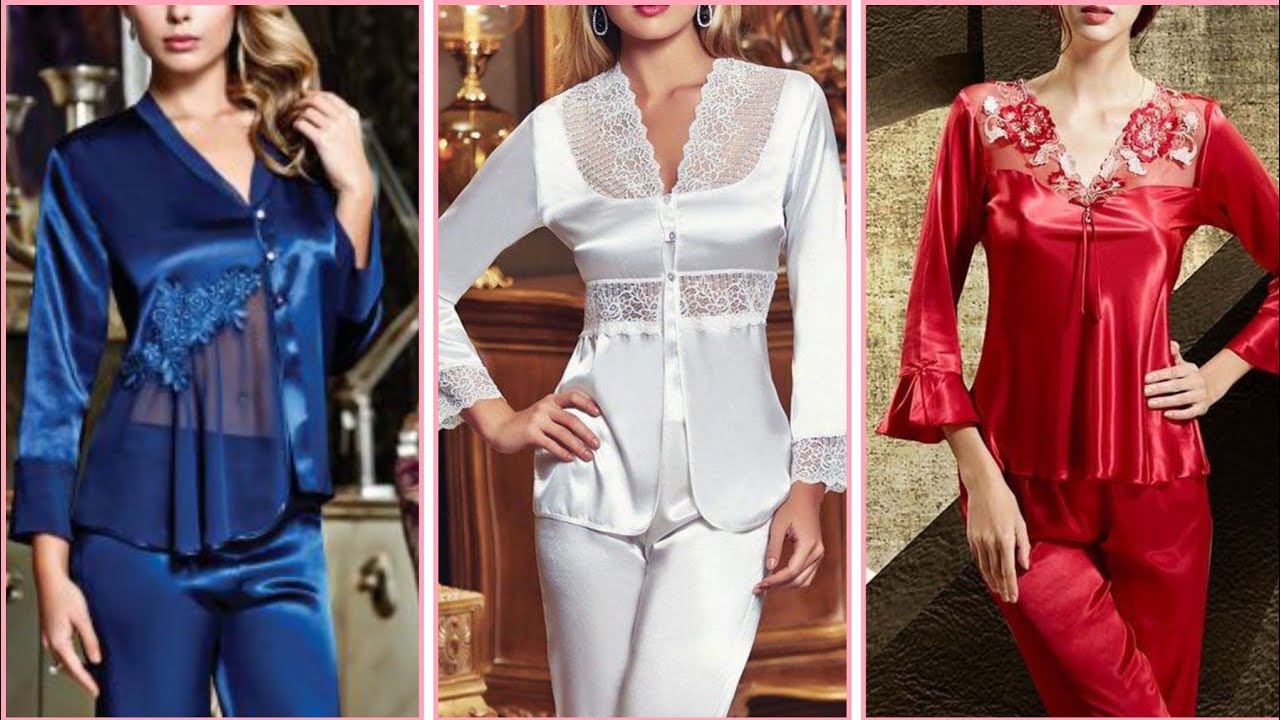 most beautiful silk nightwear two piece Pajama set designing - YouTube