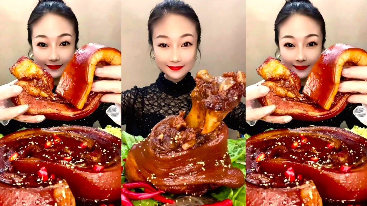 ASMR CHINESE FOOD MUKBANG | BRAISED PORK BELLY | SPICY PORK LEG MUKBANG ...