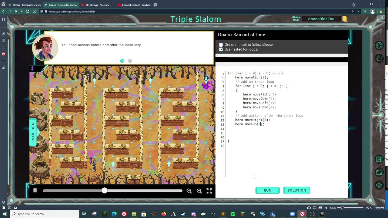 Ozaria - Javascript - Chapter 3 - Module 3 - Triple Slalom - YouTube
