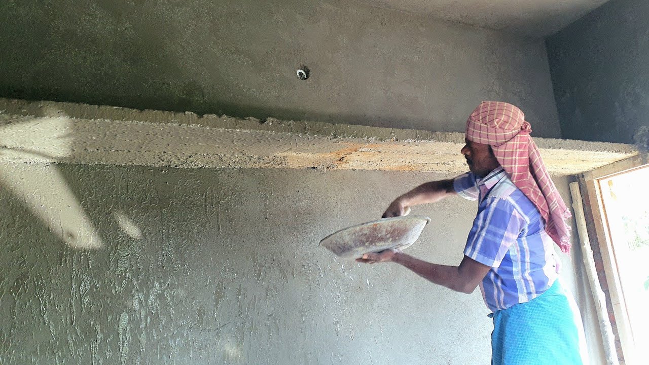 Plastering Techniques_Living Room Lintel Slab Accurate Plastering|Loft Design Plastering with ...