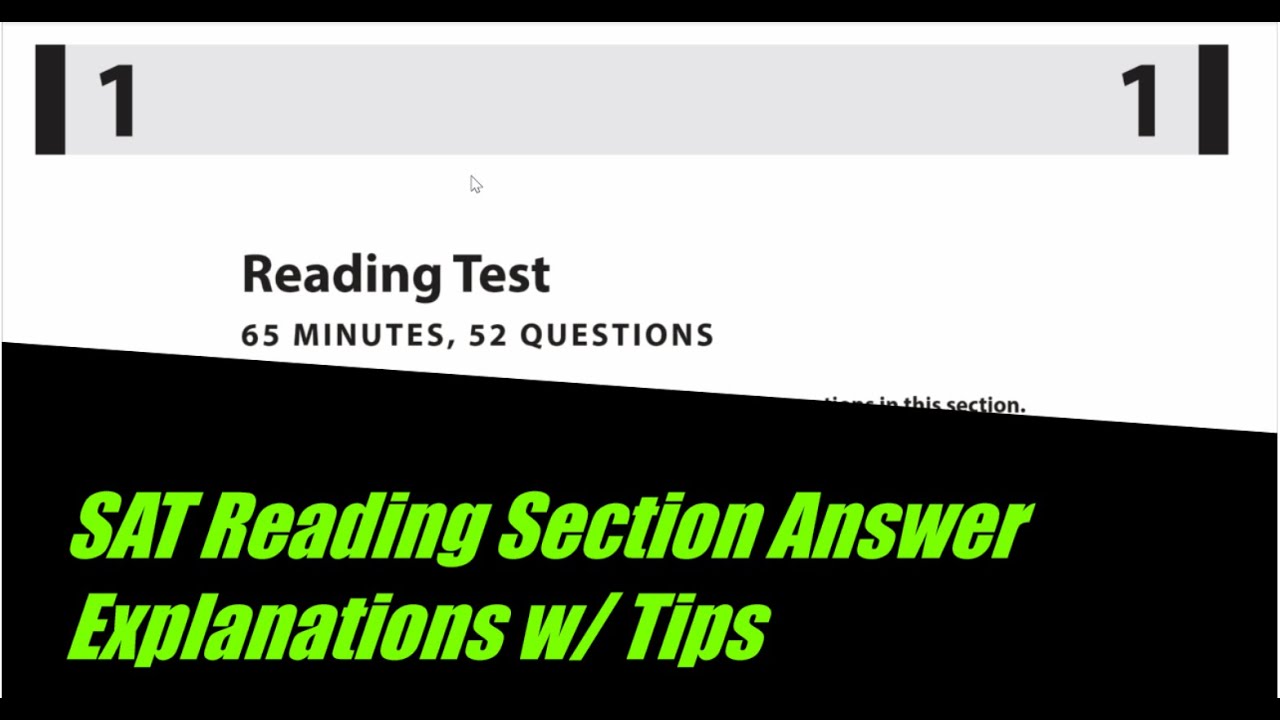 SAT Practice Test 8 Reading Section Answer Explanations W Tips And