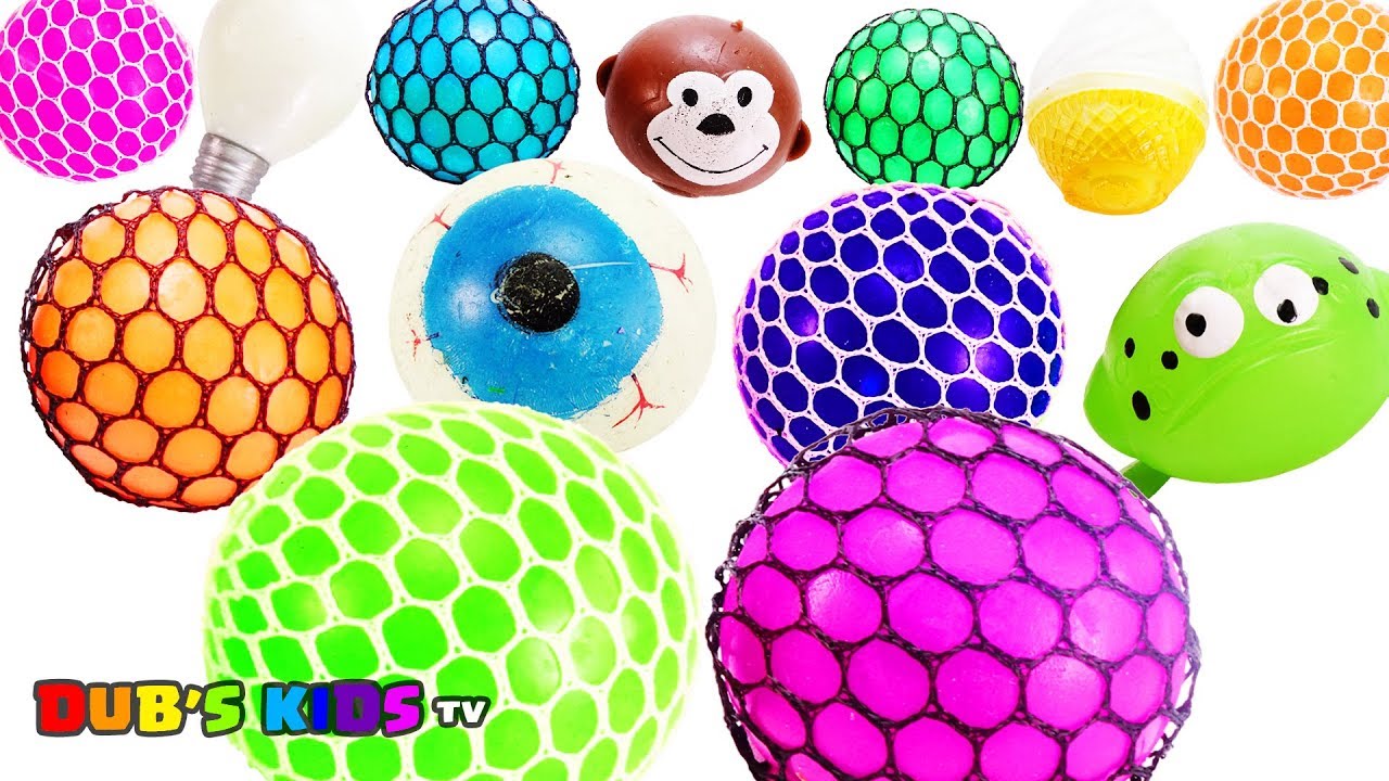 Learn Colors with Alien Squeeze & Mesh Stress Squishy Ball Surprise ...