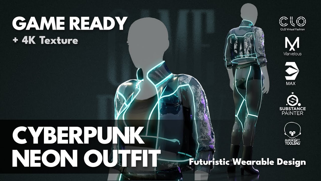 Cyberpunk Neon Outfit – 3D Clothing Design in CLO3D | Sci-Fi Fashion ...